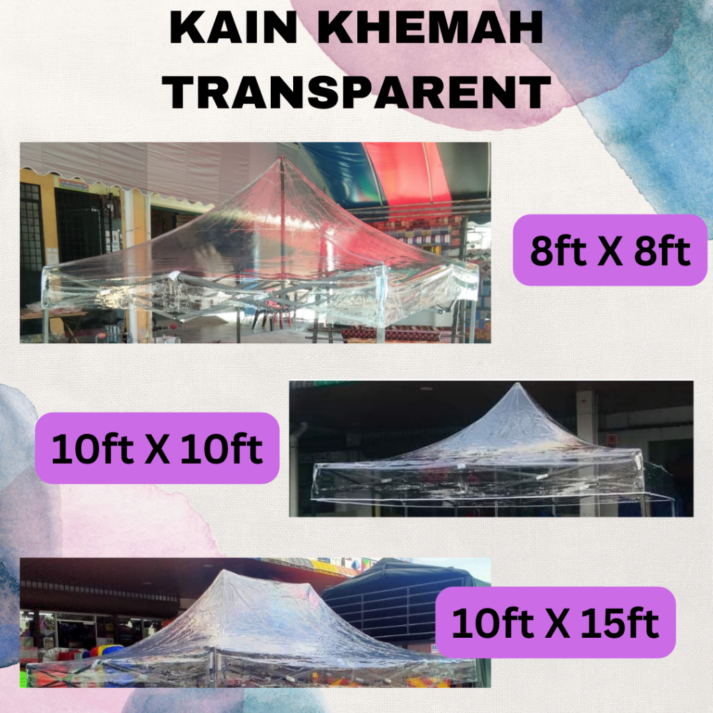 Khemah NIAGA TRANSPARENT/Clear/LUTSINAR Fabric 8FT X 8FT/10FT X 10FT ...