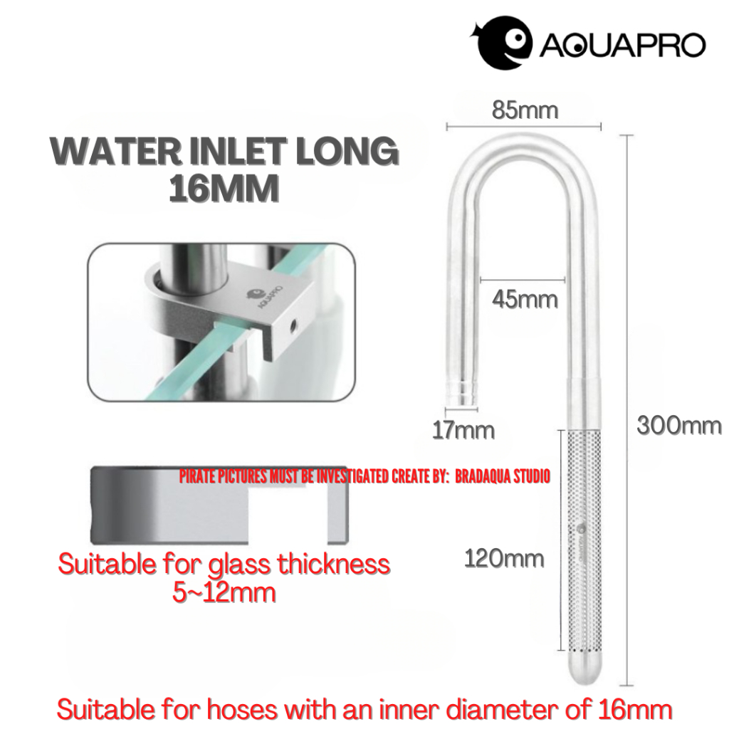 AQUAPRO Stainless Steel Lily Pipe Pro Inflow and Outflow 12mm/ 16mm ...