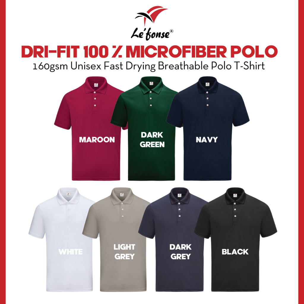Premium Dri-Fit 100% Microfiber Polo M20 Unisex 160gsm Breathable ...