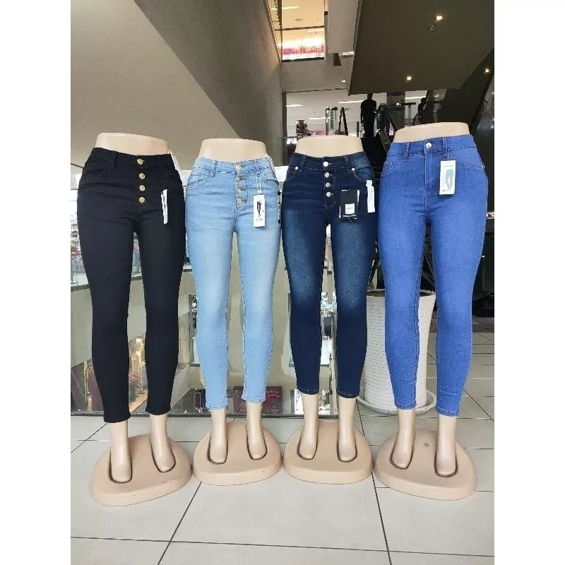 Ladies Denim 4 button Skinny Kain Stretchable . Koya / Ripped | Shopee ...