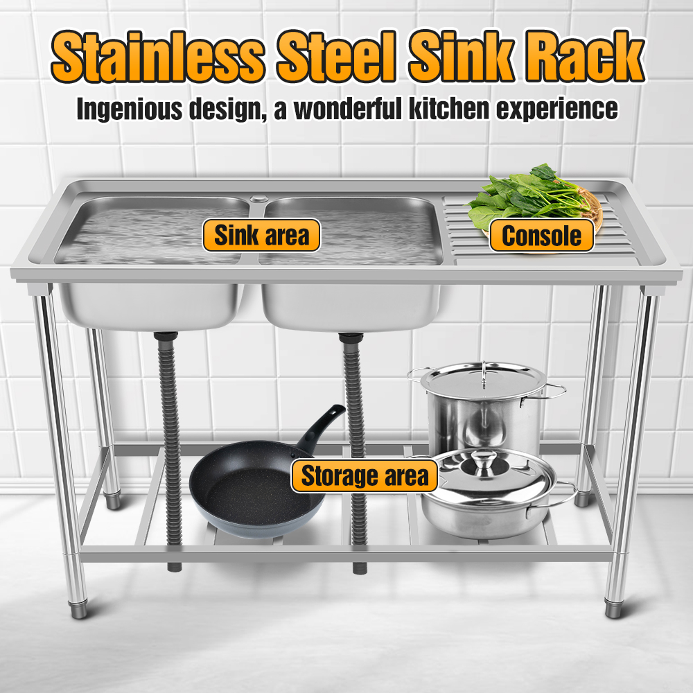 Sinki Dapur Double Stainless Steel Sink With Stand Bowl Sink Double ...