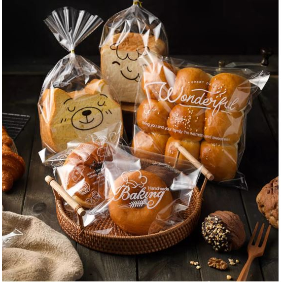 PACKERIA 100pcs Plastik Roti Bread packaging bag self-sealing bag ...