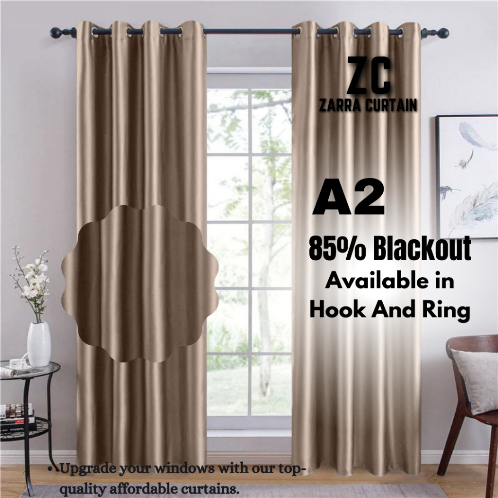 A2 Coffee Ready To Sew Langsir RAYA Thick Fabric Hook/High Curtain Ring ...