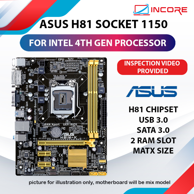 Mix Asus H81M-D H81M-K H81M-E Socket 1150 DDR3 Intel H81 Motherboard 4th Gen Mobo Mainboard I3 ...