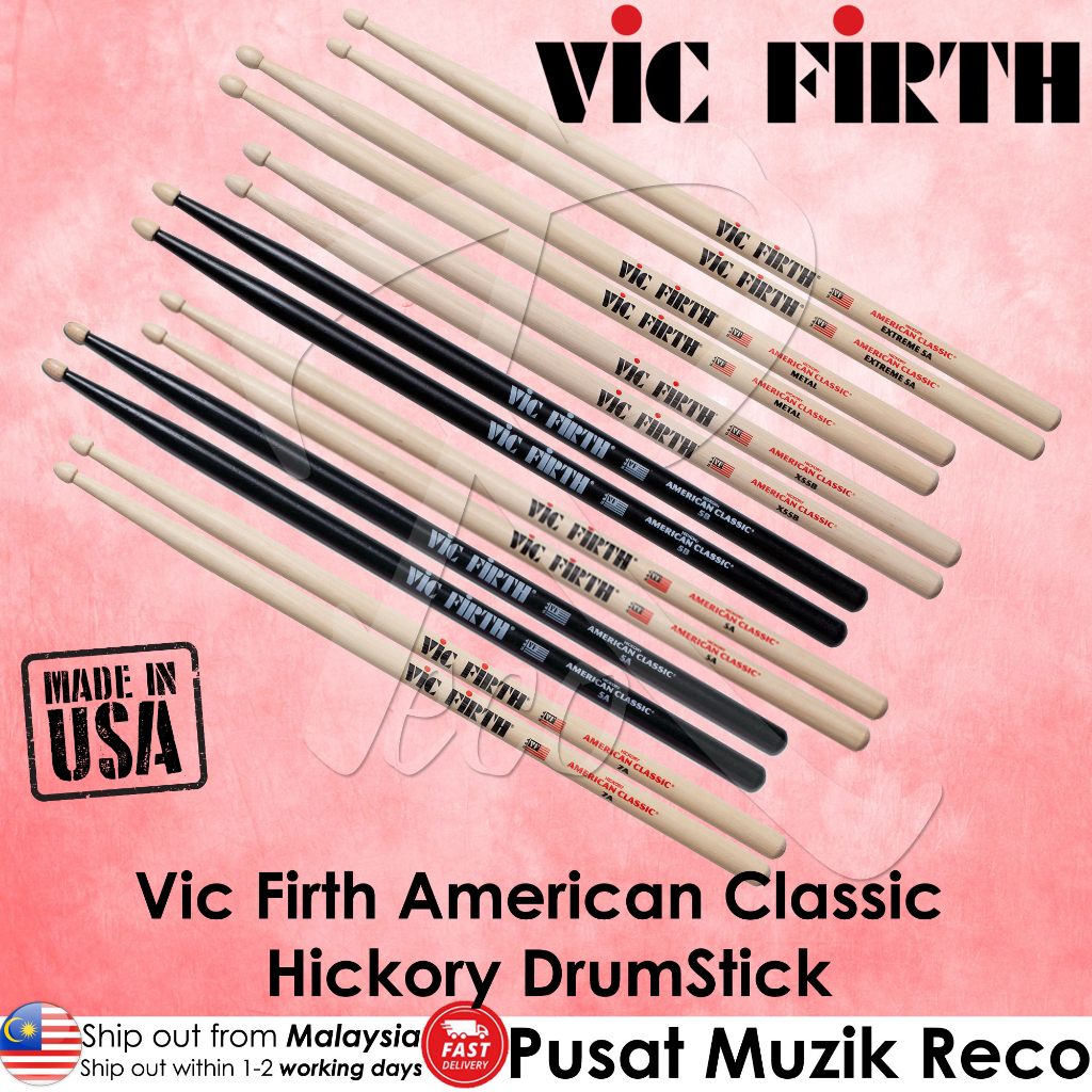 Vic Firth Drum Stick Hickory Drumstick Classic 7A 5A 5B 8D X5A X55A X5B ...
