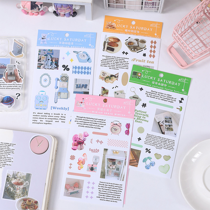 6 Sheets Ins Minimalist Stickers Korean Style Stickers Decoration ...
