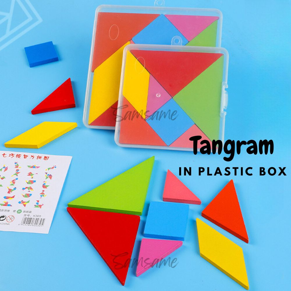 Tangram Set in Plastic Storage Box Colorful Early Learning Must Toy ...