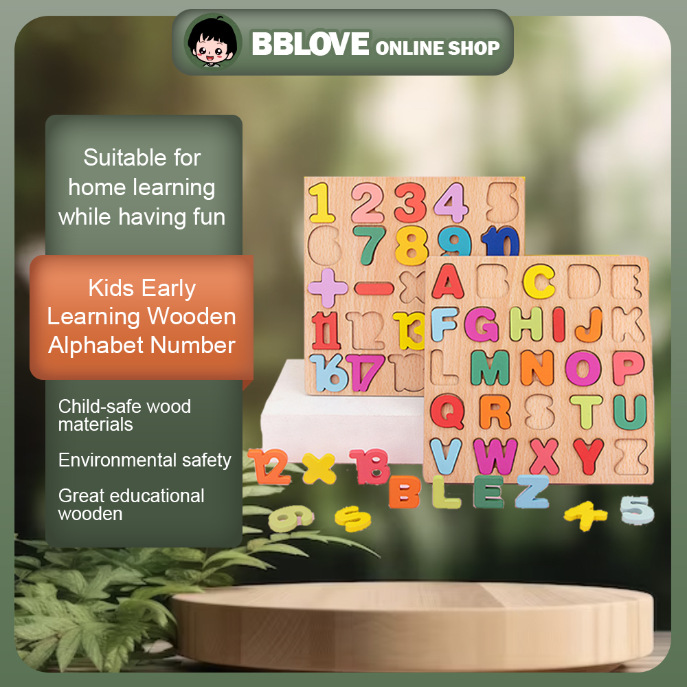 Kids Early Learning Wooden Alphabet Number Match Board Toy Nombor Huruf ...
