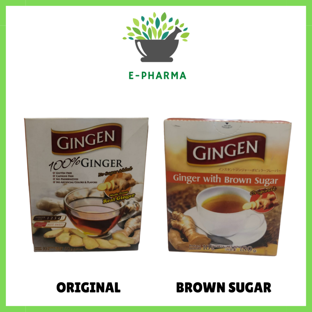 GINGEN GINGER Instant Powder 10 sachets BOX (No Sugar / Brown Sugar ...