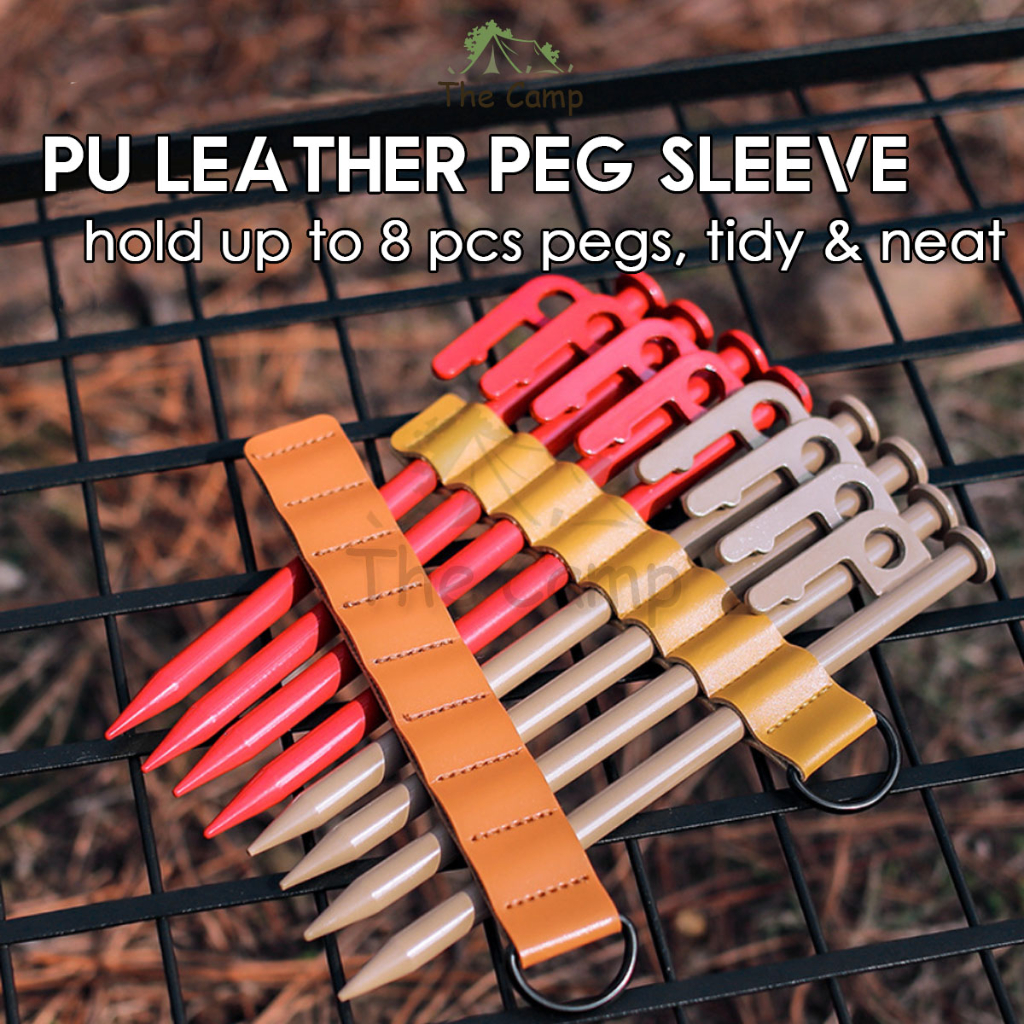Camping Tent Nail Peg Holder Sleeve PU Leather 20cm 30cm 40cm Sleeve ...