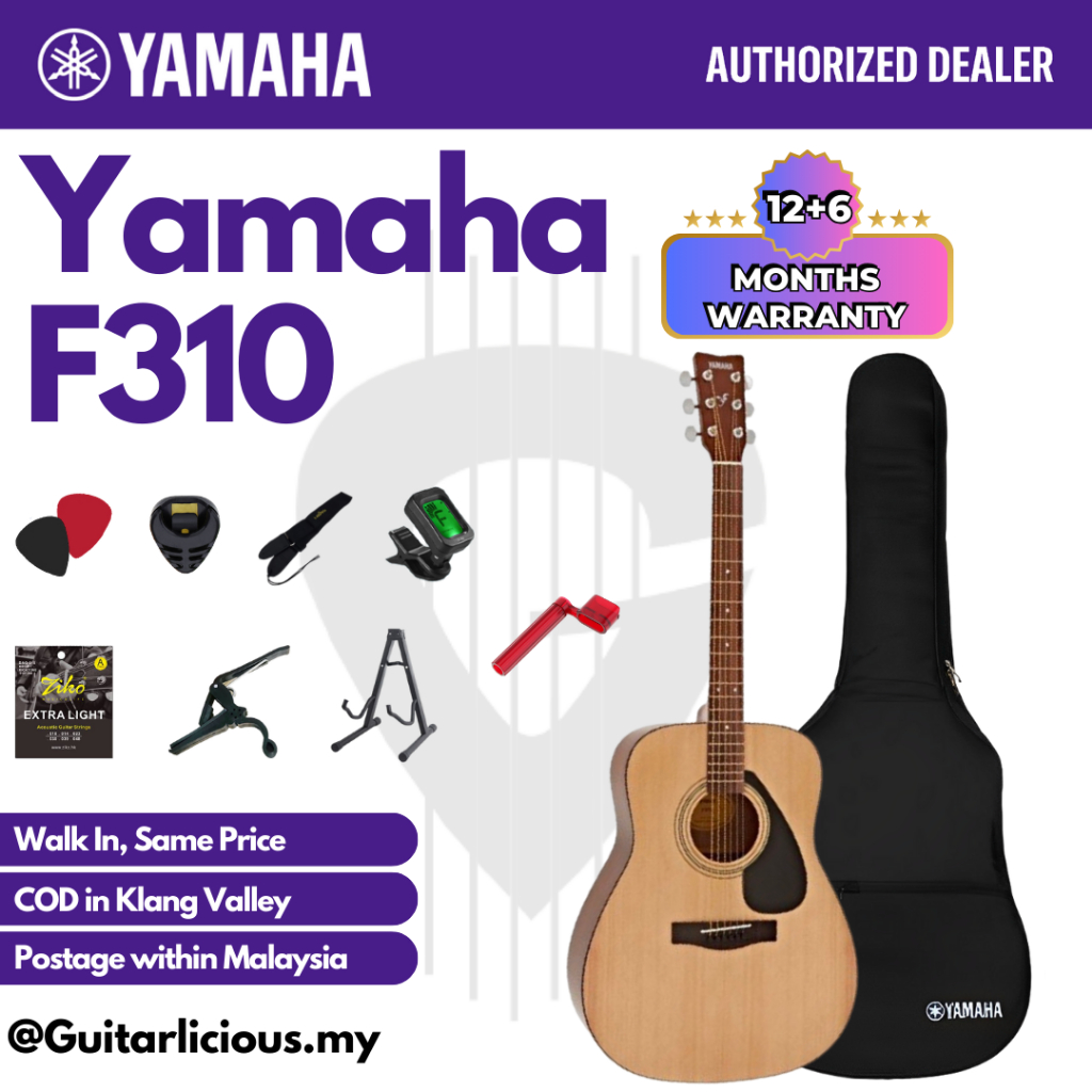 YAMAHA F310 Acoustic Guitar with FREE Gig Bag (F310) (EBGDAE) Free bag ...
