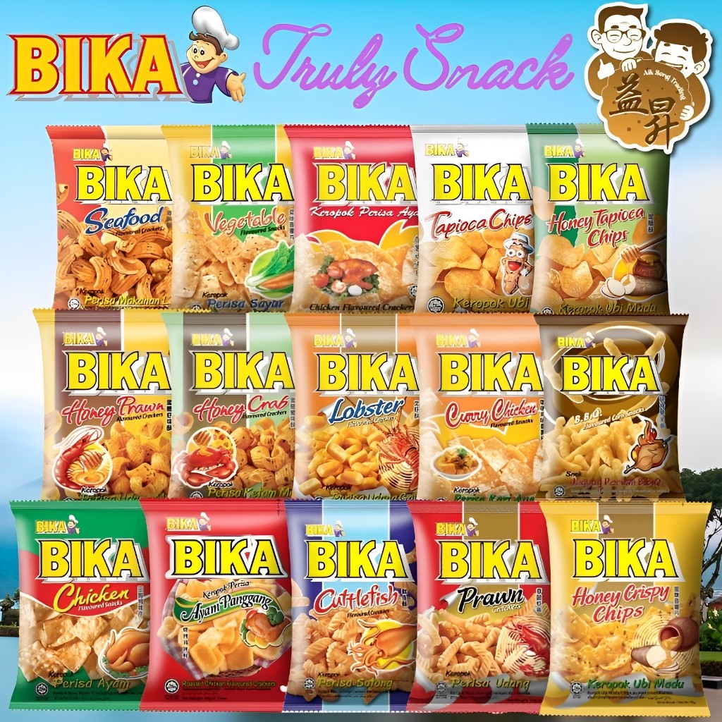 10 packs x 60g/70g - Bika Corn Snacks & Chips and Crackers [Vegetable/Chicken/Seafood/Cuttlefish ...