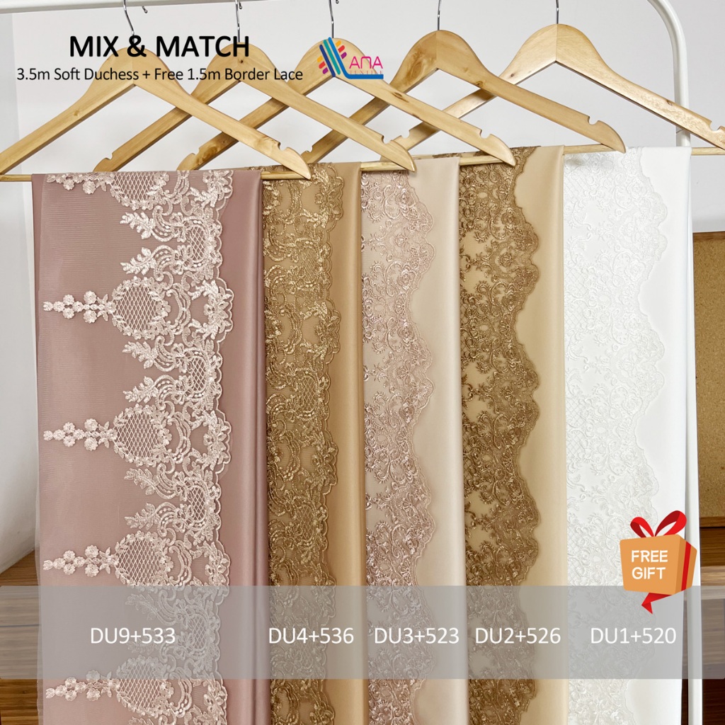 【Free Border Lac】 Premium Soft Cavallic Duchess Satin Luxurious Bridal ...
