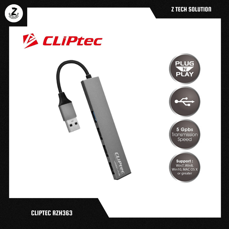 CLiPtec RZH363 USB 3.1 1+3 Ports Hub ( THUNDER II ) | Shopee Philippines