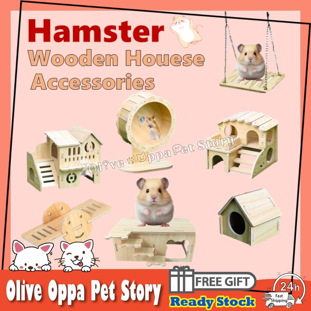 Hamster Wood House platform hamster ladder hamster cage DIY toy Hamster ...