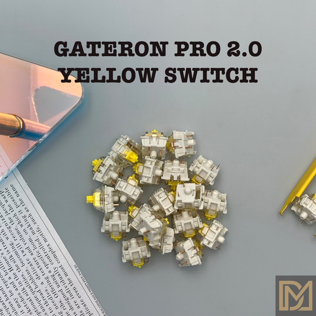 Gateron Pro Yellow Switch 2.0 Factory Lubed 3 pin Thock Linear Switches ...