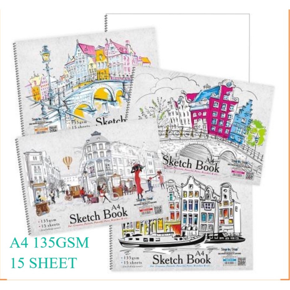 SBS Sketch Book 135gsm 15's B4 And A4 Sketch Pad B4 I Buku Lukisan 15 ...
