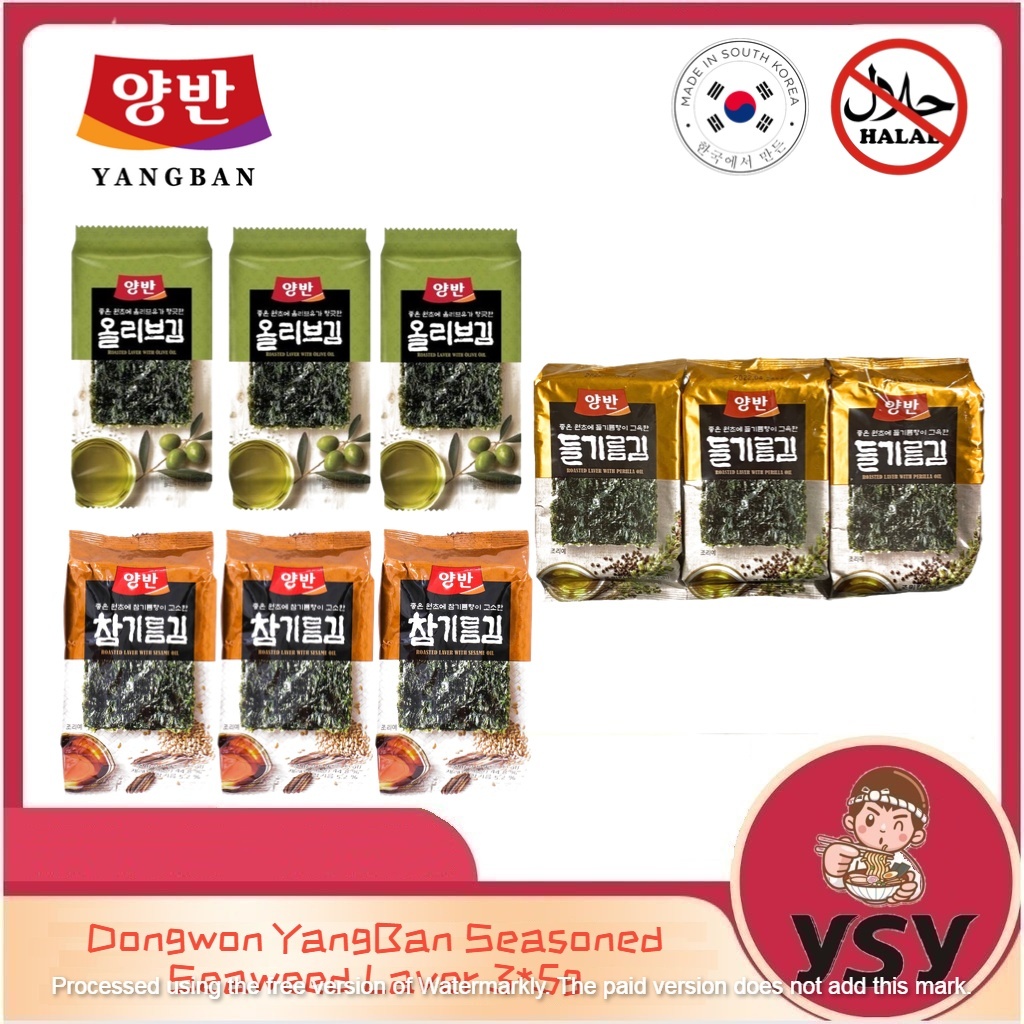 Korea Dongwon Yangban Roasted Laver Seaweed Sesame Oil / Perilla Oil ...