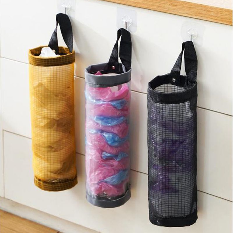GROCERY BAGS KITCHEN PLASTIC BAG HOLDER HANGING PLASTIC STORAGE WALL ...