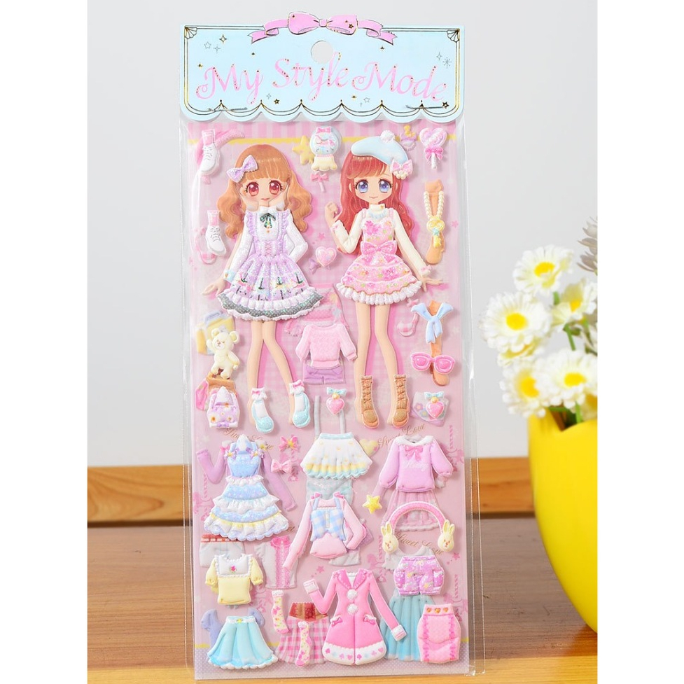 3D Dress Up Sticker Princess Paper Doll Dress Up Puffy Stickers Bubble ...