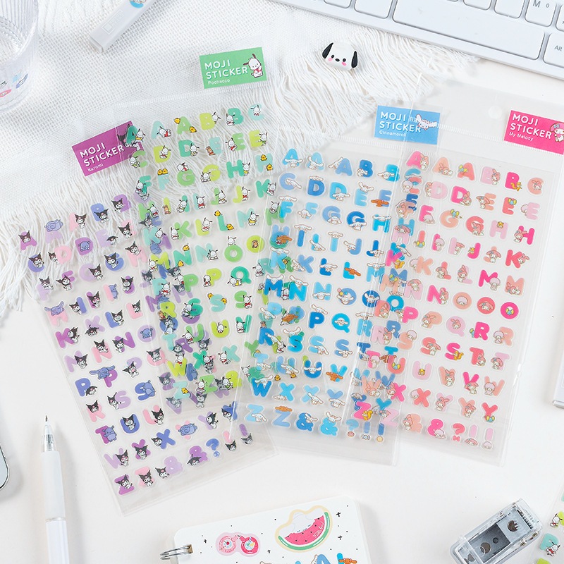 Sanrio Letter Transparent pvc Waterproof Sticker Sanrio Alphabet ...