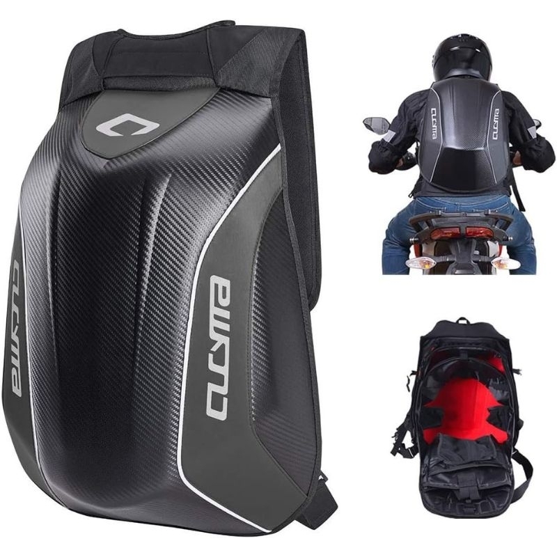 CUCYMA Motorcycle Backpack With Reflective Strip Helmet Storage Stealth ...