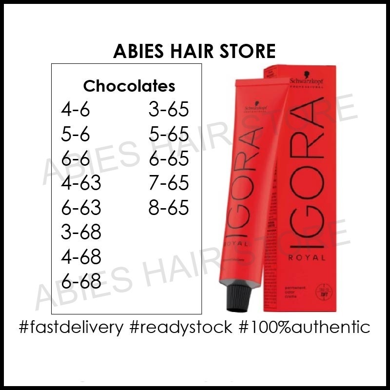 (Chocolates) Schwarzkopf Igora Royal Color Tube 60ml (Developer ...