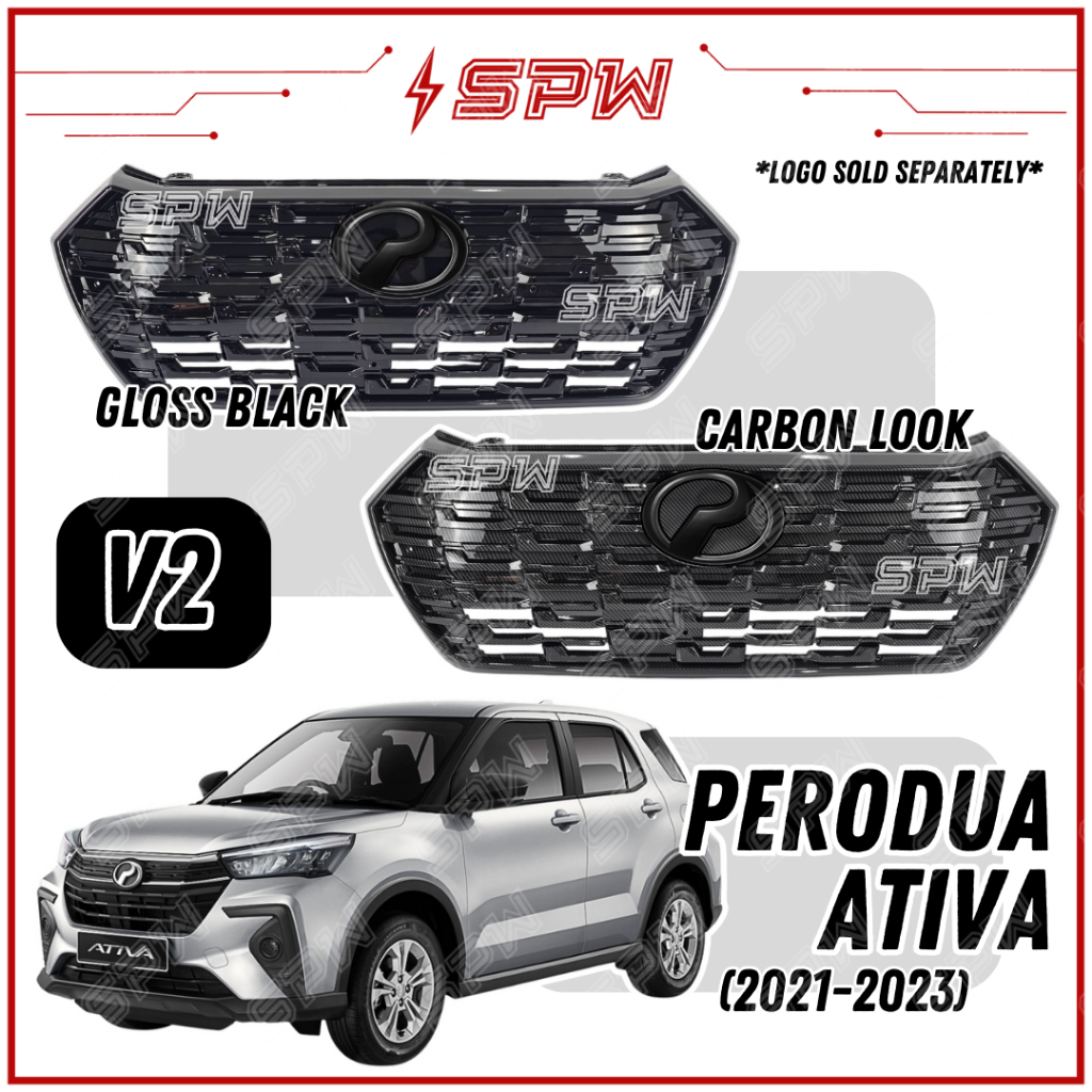 Perodua Ativa (2021 to 2023) Front Grill V2 Design ABS Grilles Bodykit ...