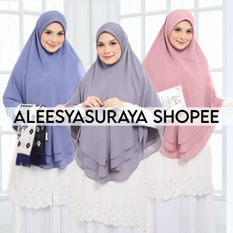 3 Layer Khimar Labuh Berdagu Scuba Chiffon Awning/3 Layer Labuh Sarong ...