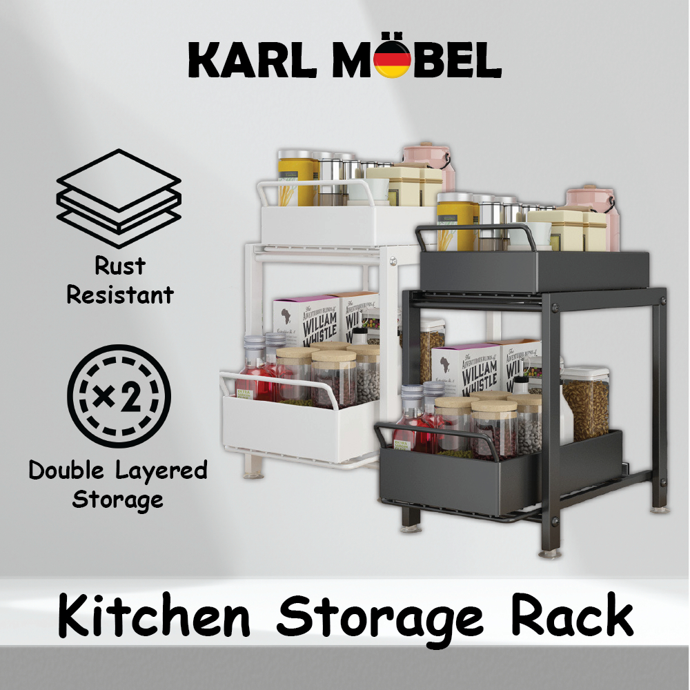 Kitchen Sink Rack Double Layer Kitchen Storage Rack Cabinet Basket ...