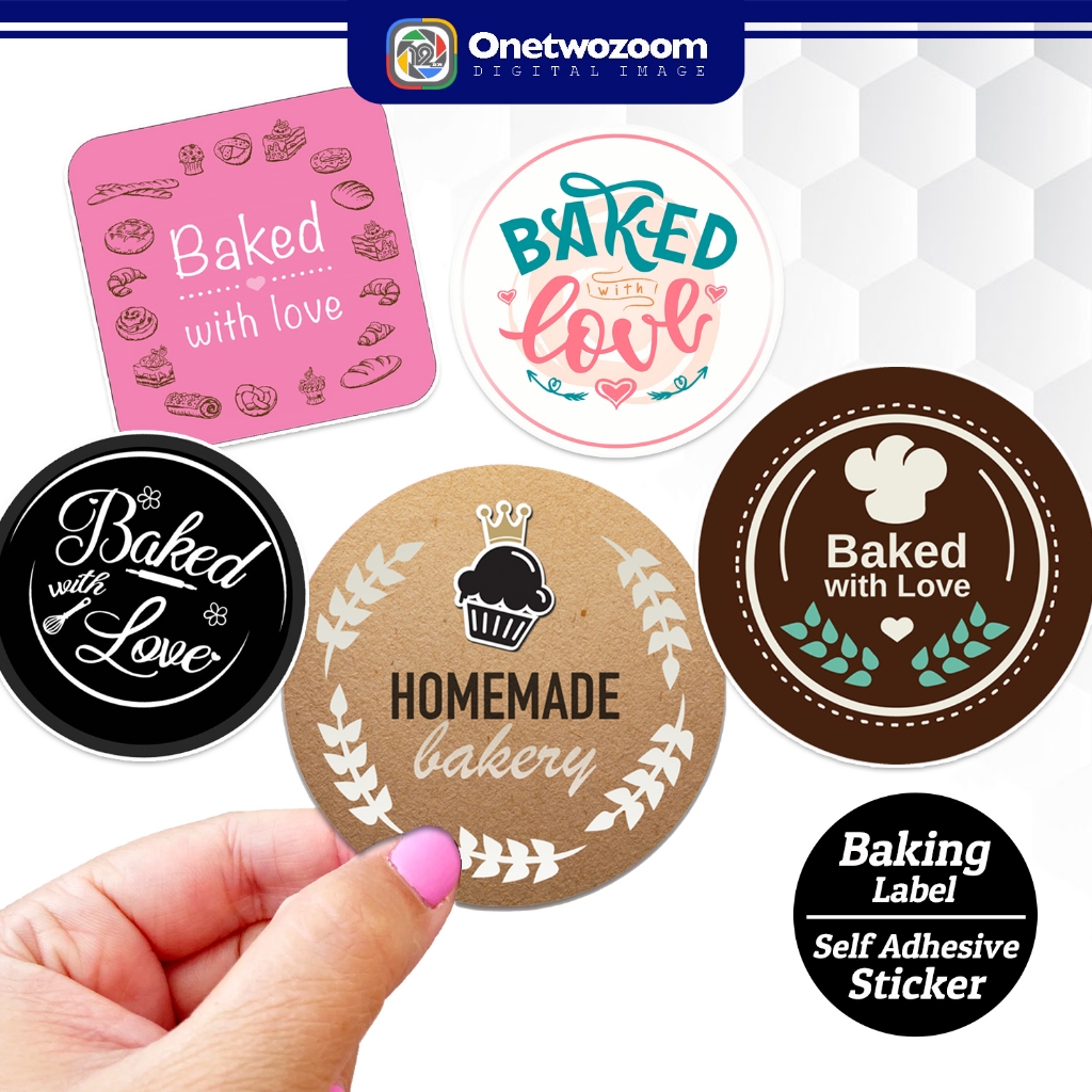 Baking Sticker Label Baked with Love Sticker Cake Bakery Label Self ...