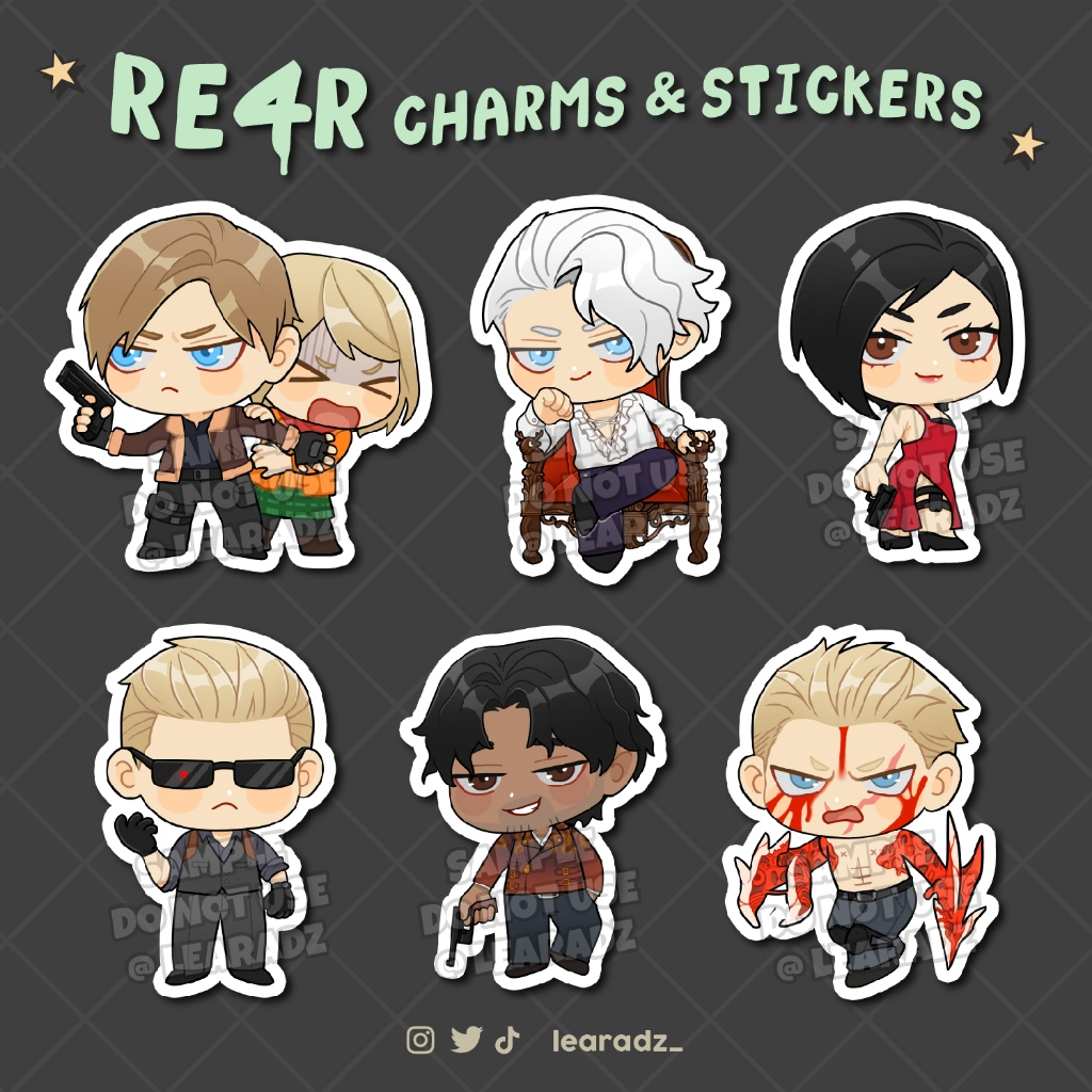 Resident Evil 4 Remake Acrylic Keychain Charms & Stickers Leon & Ashley ...