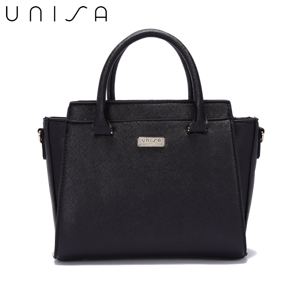 UNISA Saffiano Convertible Top Handle Bag - Black/Grey/Khaki/Navy Blue ...