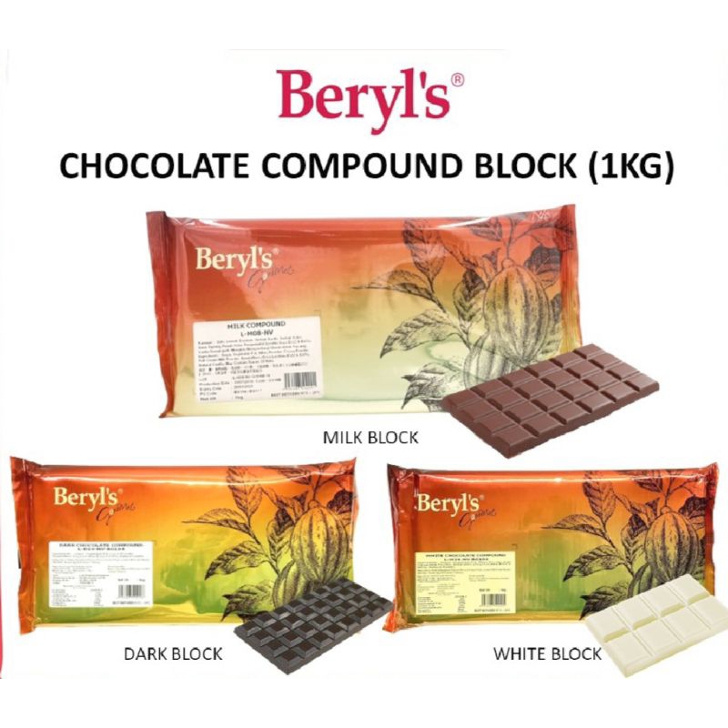 Beryl's chocolate bar 1kg / 巧克力块 / coklat Beryls putih milk dark / ship ...