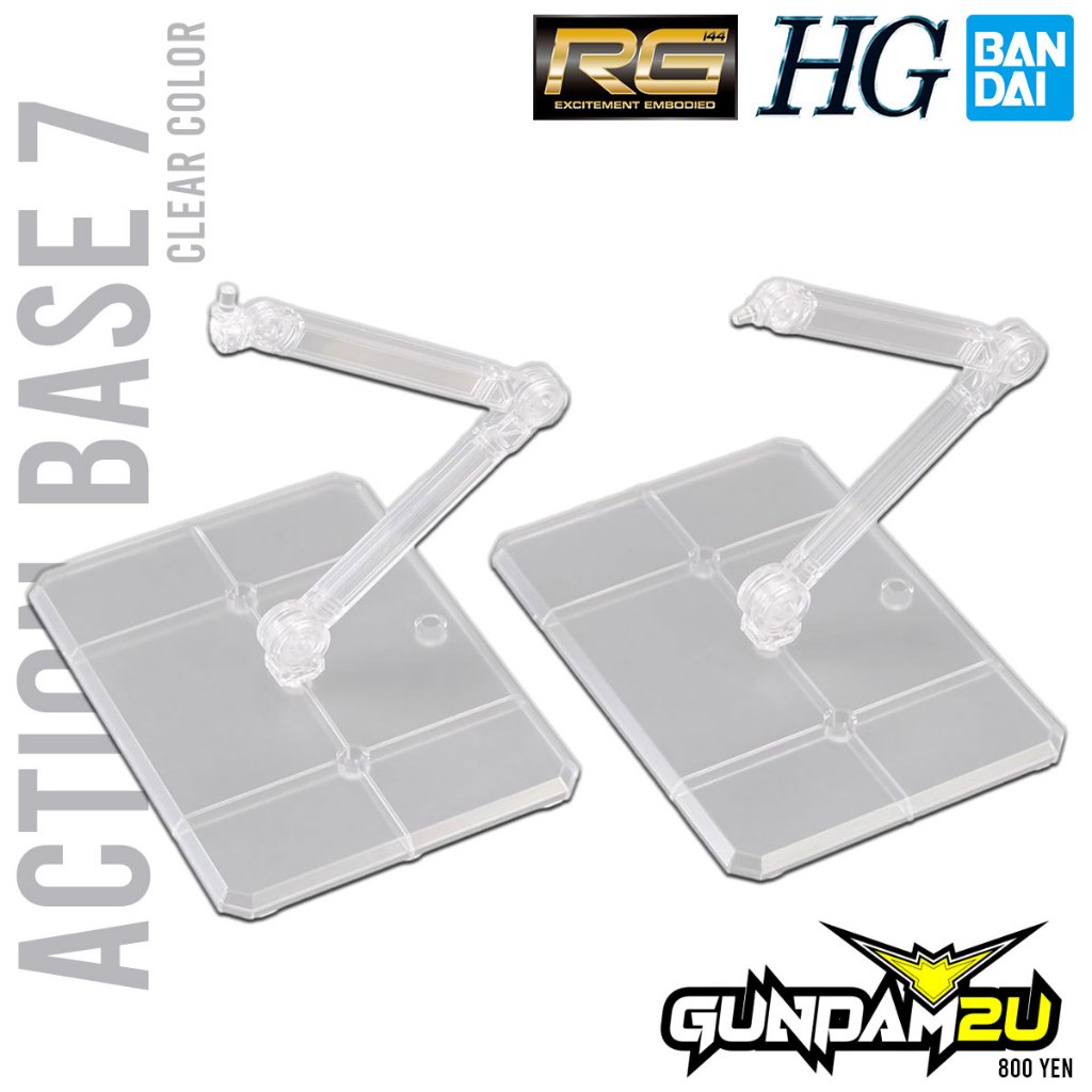 BANDAI Action Base 7 Clear Gunpla Gundam Stand Best For 1/144 Scale HG RG 30MM 30MS Plastic ...