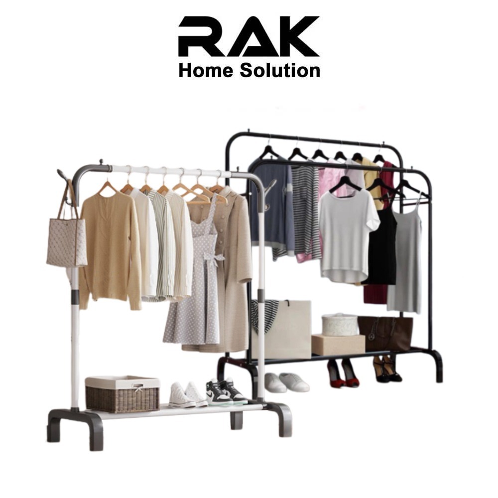 Metal Clothes Rack Single/Double Rod Clothes Hanging Rack Foldable Two ...