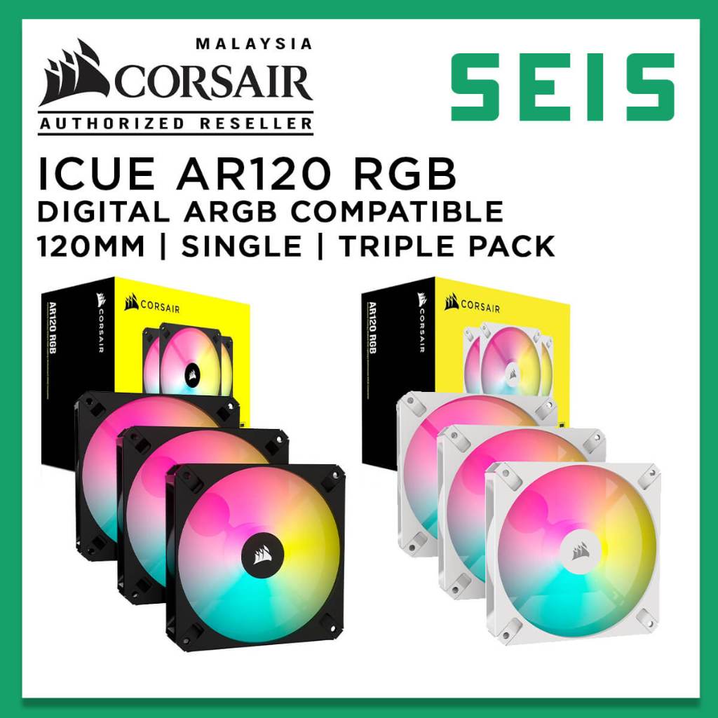 CORSAIR iCUE AR120 RGB Digital 120mm ARGB-Compatible - Black White ...