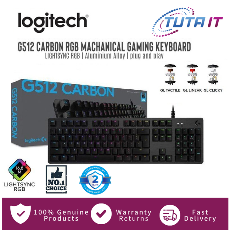 Logitech G512 Carbon RGB Mechanical Gaming Keyboard, Linear/Carbon ...