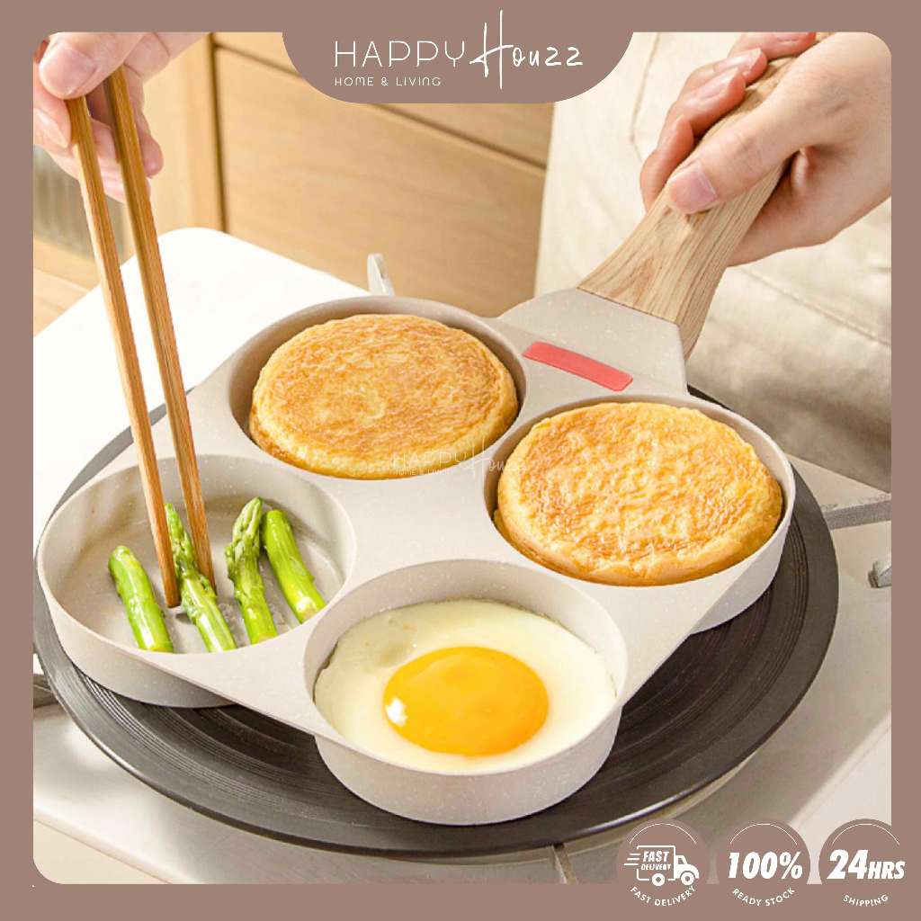 HAHO Japanese 4 Hole Non-Stick Pan Tamago Egg Roll Burger Pancake ...