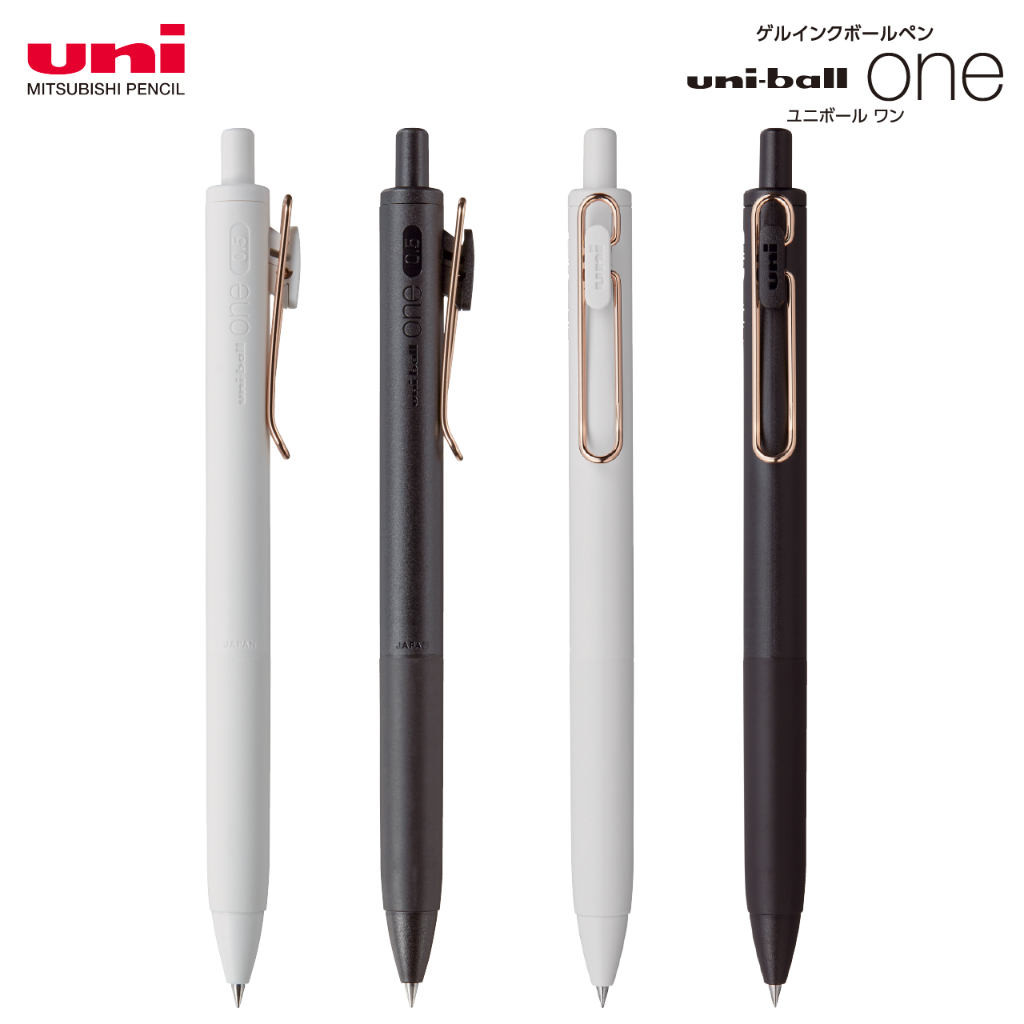 Uni Uni-ball One Gel Ink Pen Black Ink 0.38mm/0.5mm Rose Gold Clip ...