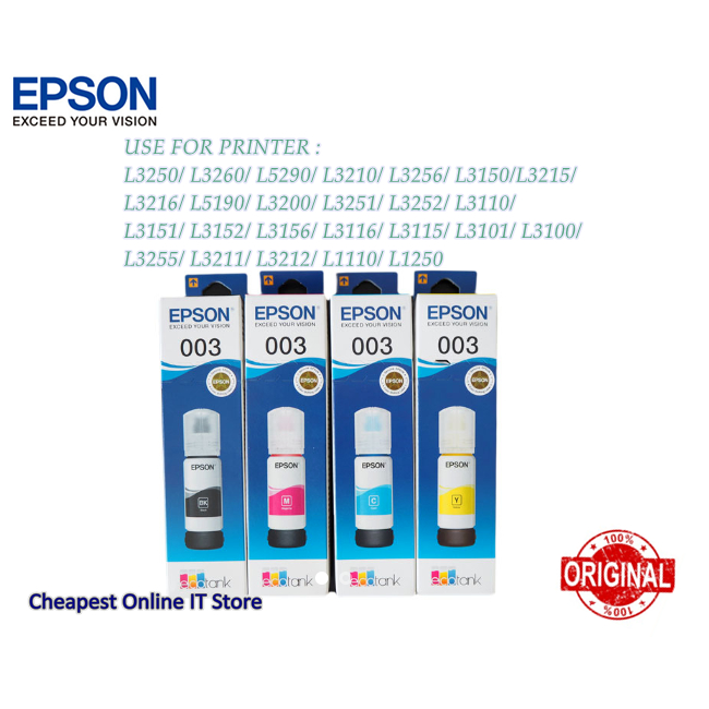 Epson T003 Refill Ink Series 65ML (Black,Cyan,Magenta & Yellow) - For ...