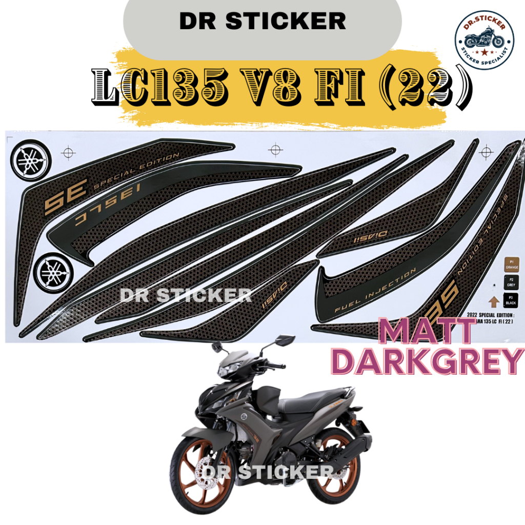 LC135 V8 FI Stripe Stiker Sticker YAMAHA LC 135 LC135V8 FUEL INJECTION ...