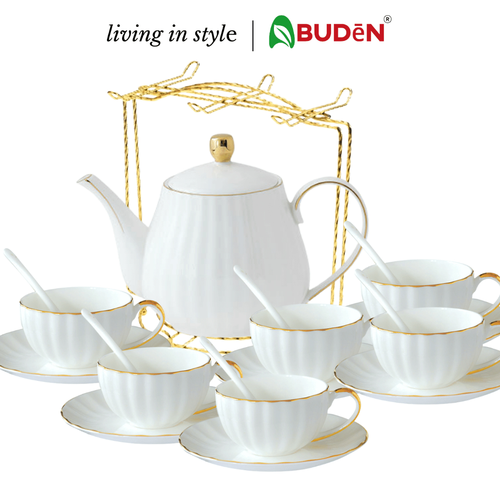 Classic White Teapot Set Minimalist White Tea Cup Set 900ml Teapot ...