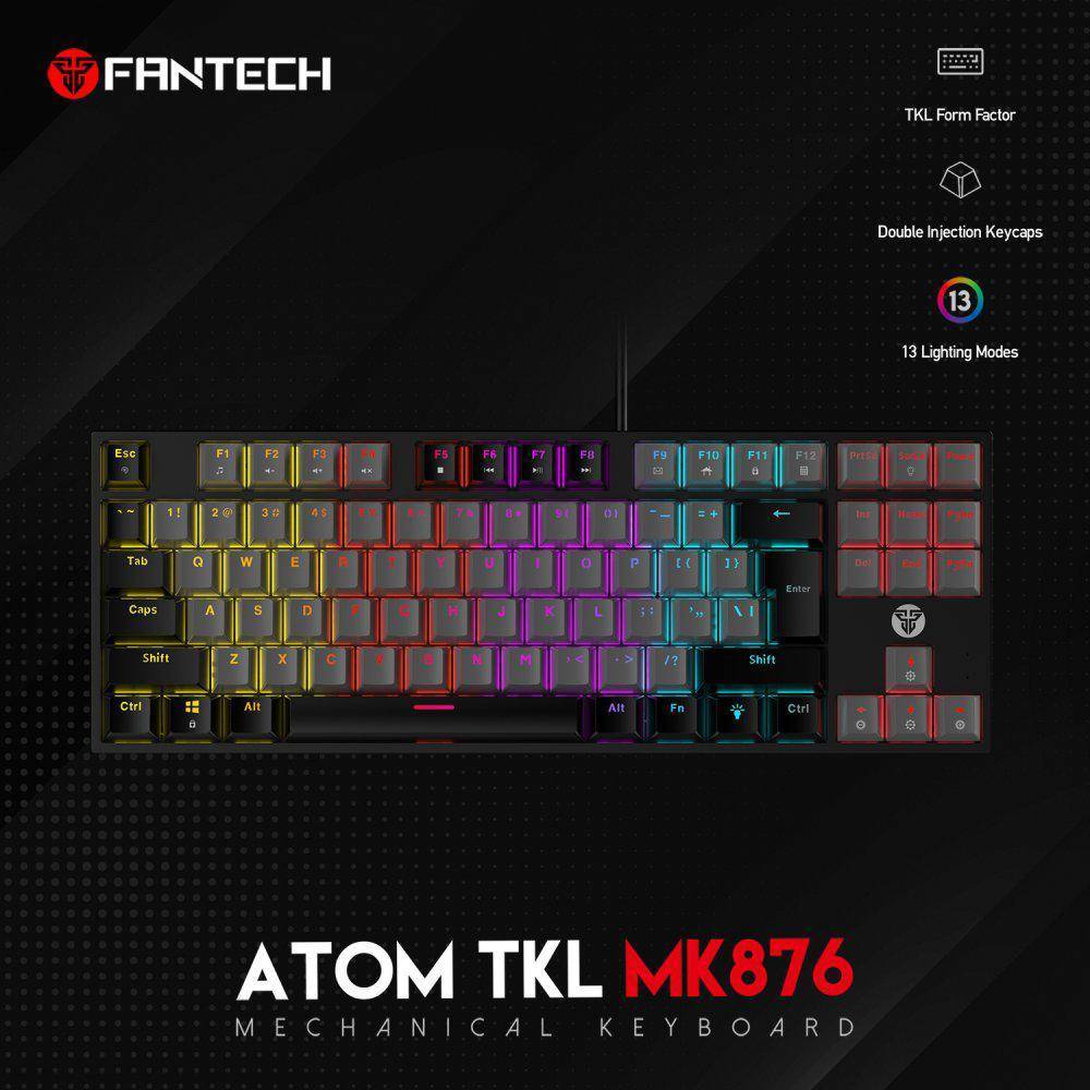 Fantech Atom MK876 Grey Blue TKL Mechanical Gaming Keyboard - Blue Switch | Shopee Philippines