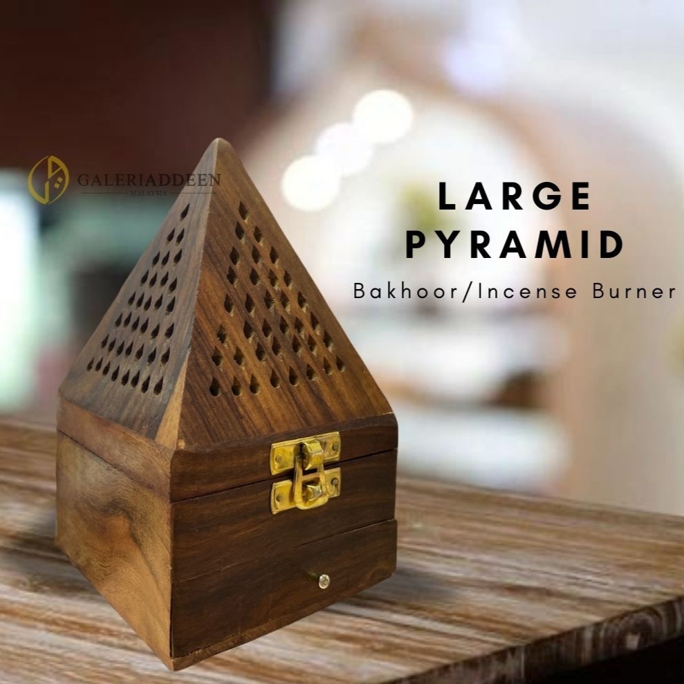 Pyramid Wooden / Kayu Mabkhara incense burner with Bakhoor / | Shopee ...