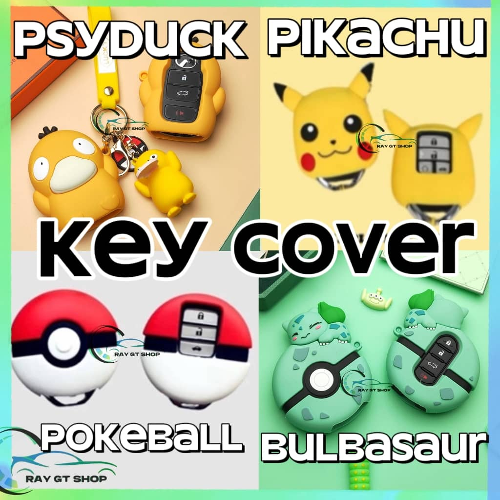 Psyduck Bulbasaur Pikachu Pokeball Car Remote Smart Keyless Cartoon Key ...