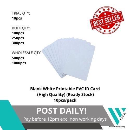 Blank White Printable PVC ID Card (High Quality) (10pcs) | Shopee ...