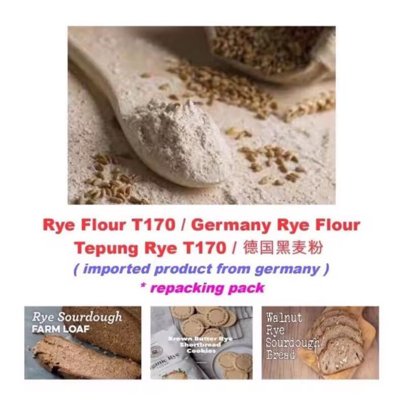 R Rye Flour T170 1kg/Strawy Rye Flour/Tepung Rye/German Rye Flour ...