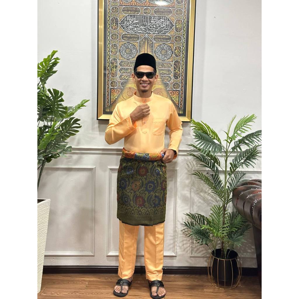 CODE SF47 BAJU MELAYU SLIMFIT XS-XXL OREN MUDA BAJU MELAYU CEKAK MUSANG ...