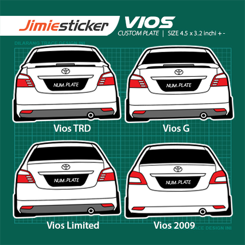 Vios Train Sticker, Toyota Vios Rear Sticker, Custom Color And plate ...